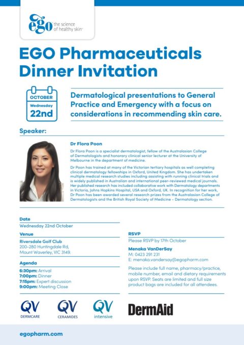 EGO Dinner Meeting 22nd Oct - Australian Dermatology Nurses Association